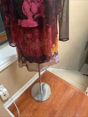 Desigual | Dresses | Desigual Black Print Dress With 3 Tiers And Sheer ...